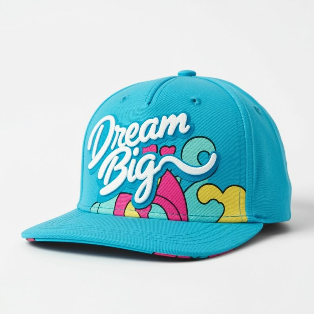 Vibrant Dream Big Cap Design in Electric Blue with... - AI Art