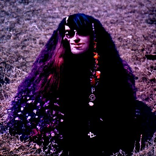 Portrait of a goth hippie in 1969 - AI Generated Artwork - NightCafe ...