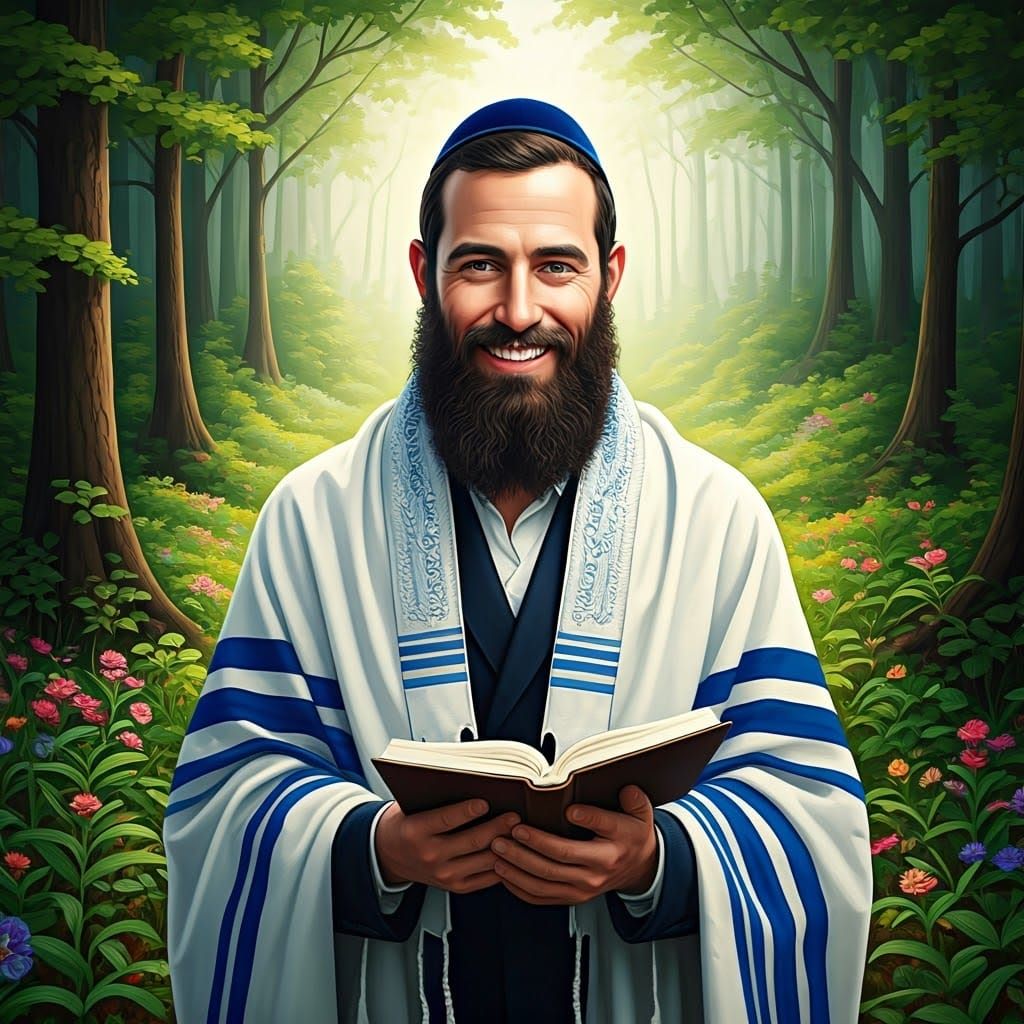 Joyful Jewish Davening in Vibrant Woods - Neurogra... - AI Art