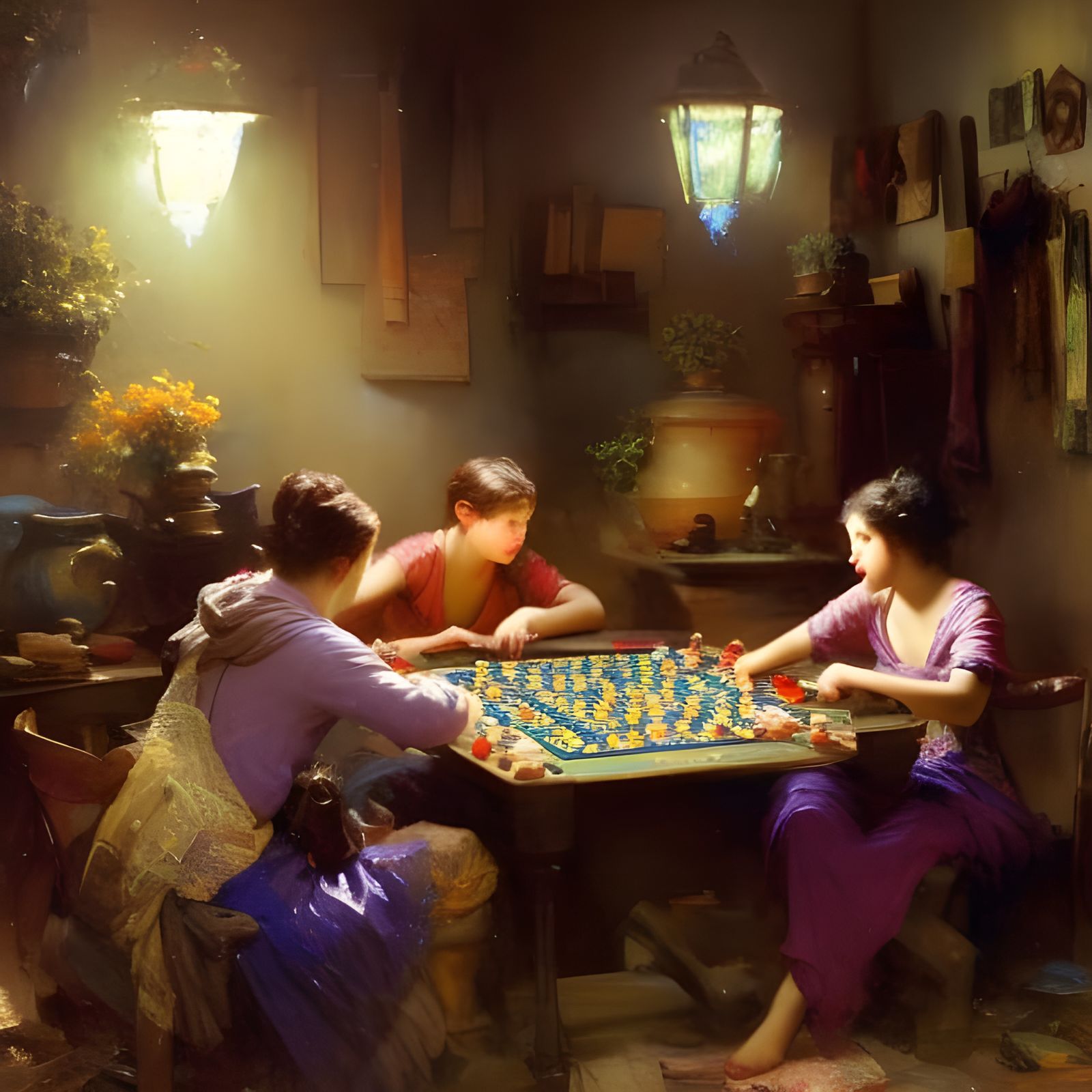 Young people playing a board game - AI Generated Artwork - NightCafe ...
