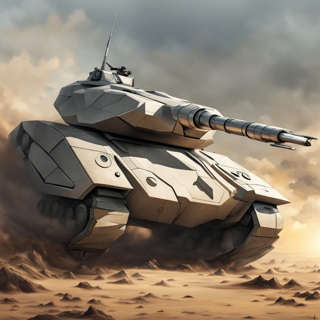 Futuristic tank in combat - AI Generated Artwork - NightCafe Creator