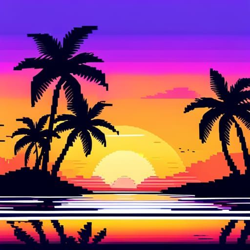 Pixel sunset - AI Generated Artwork - NightCafe Creator