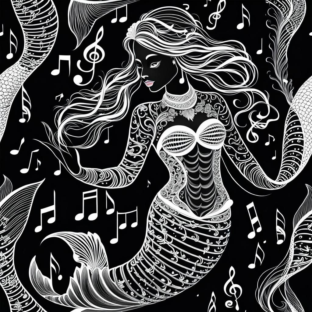 A mermaid made of musical notes. - AI Generated Artwork - NightCafe Creator
