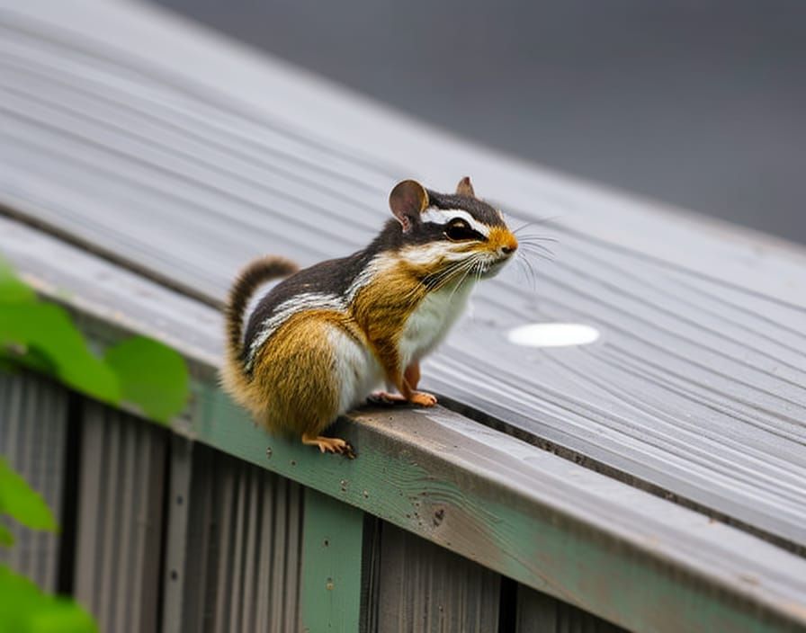 single chipmunks sitting near a deck, canon EOS 5D Mark IV, 24-70mm ...