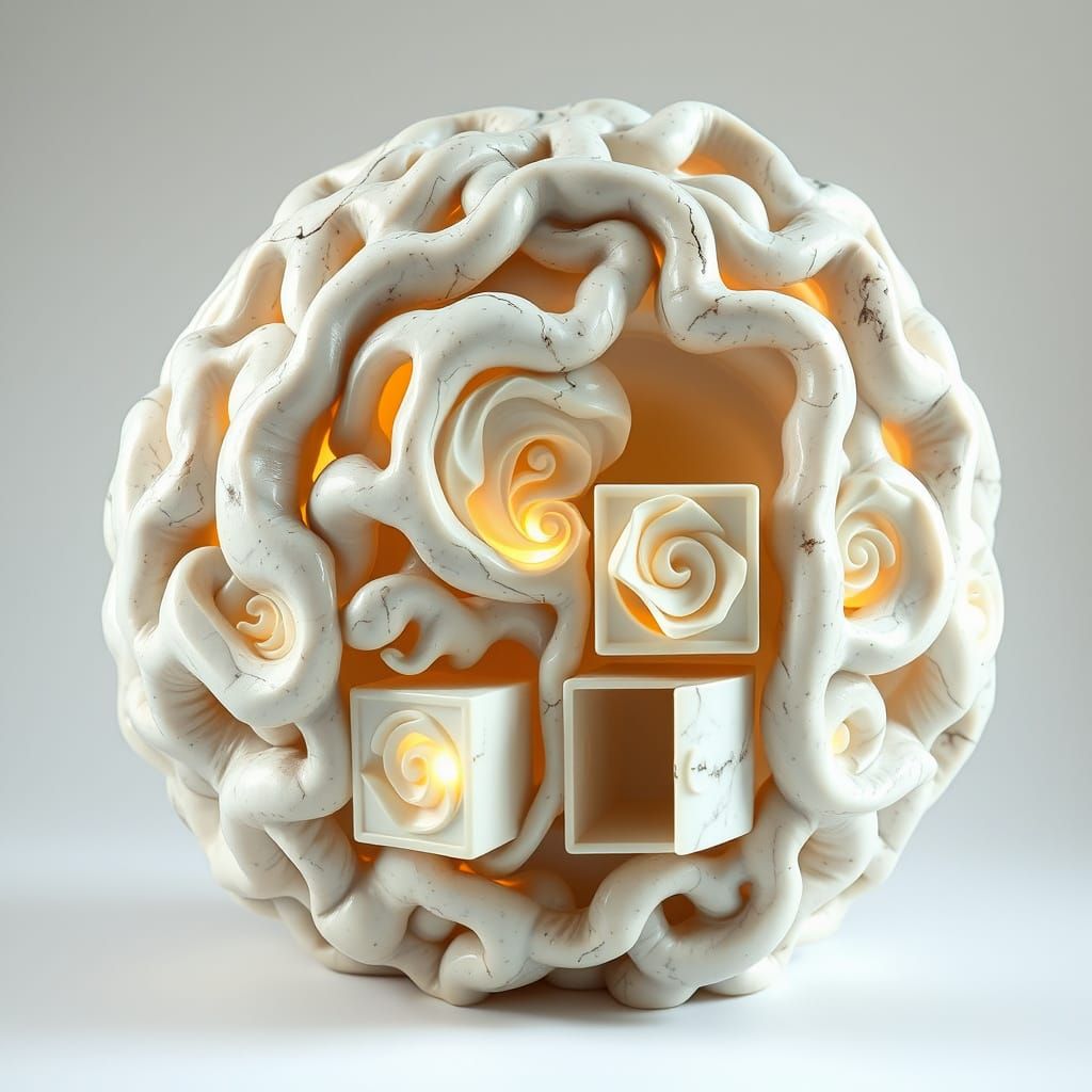 Ethereal Marble Filing Cabinet of the Mind - AI Art