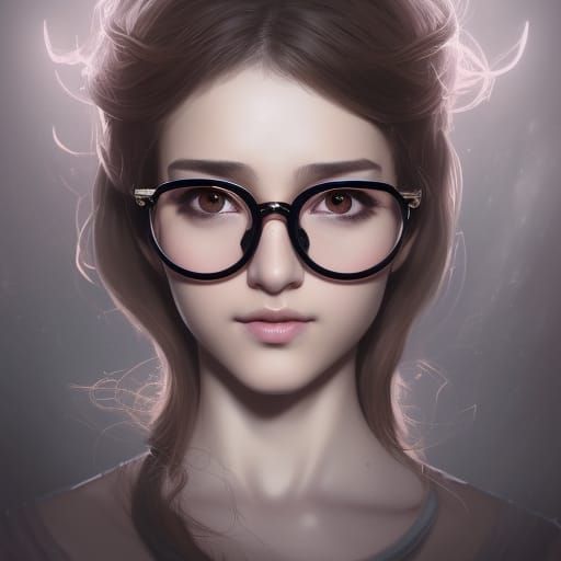 Modest Girl With Glasses - AI Generated Artwork - NightCafe Creator