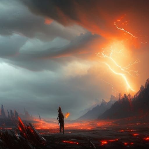 fire cloud with lightning - AI Generated Artwork - NightCafe Creator