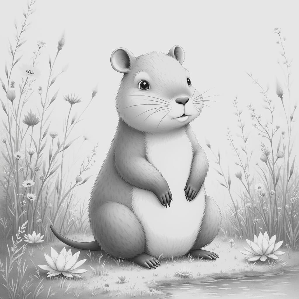 sad capybara - Whimsical Rodent Smiles