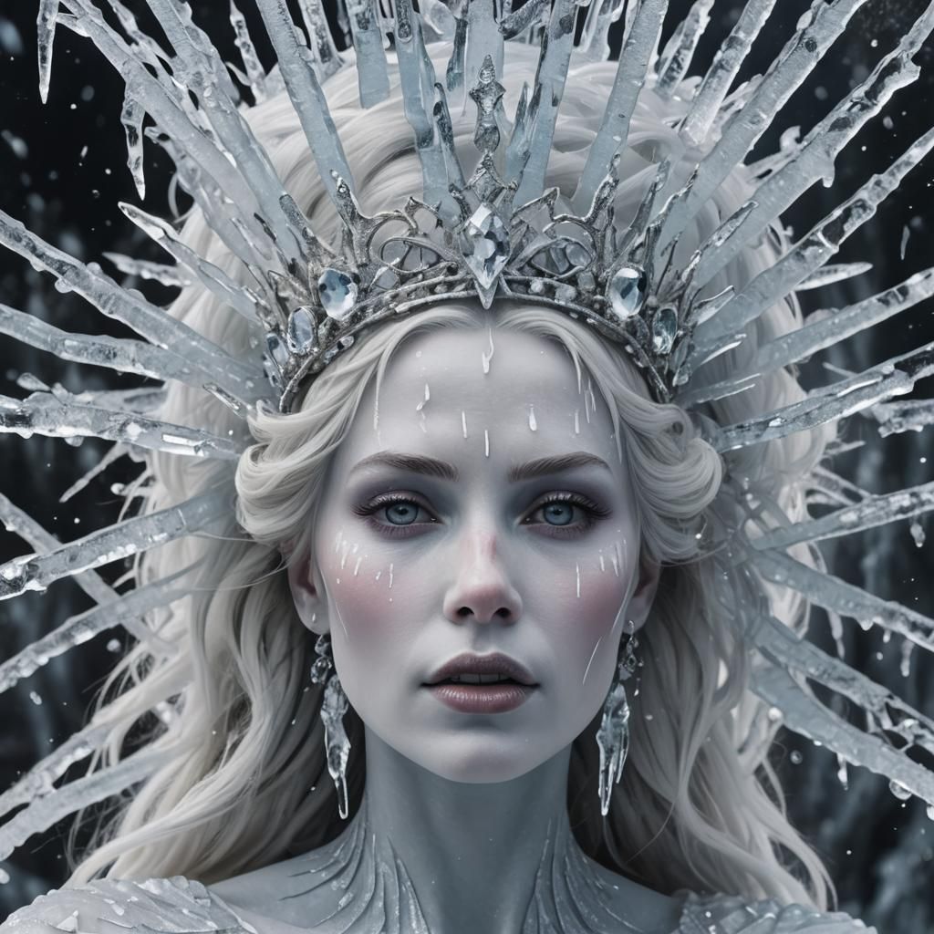 Ice queen wearing a crown of icicles - AI Generated Artwork - NightCafe Creator