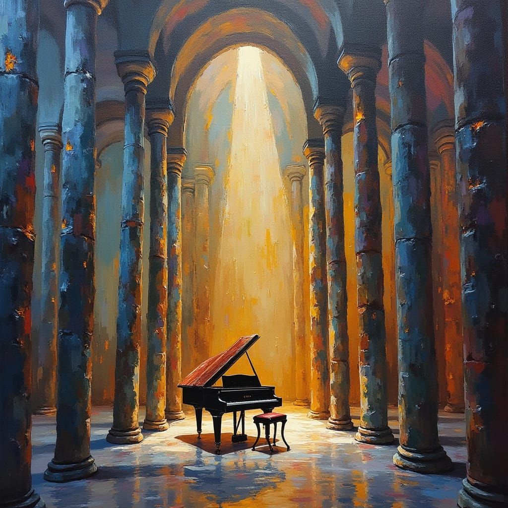. A grand piano - Ethereal Neo-Impressionist Grand Piano in...