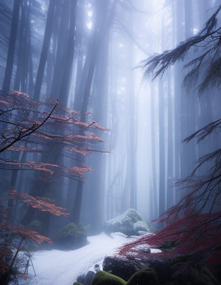 Digital Painting: Supernatural Winter Underworld Forest - AI Generated ...