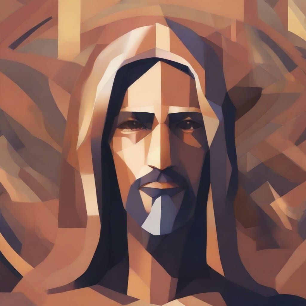 Islamic Jesus Portrayed in Cubist Style - AI Art