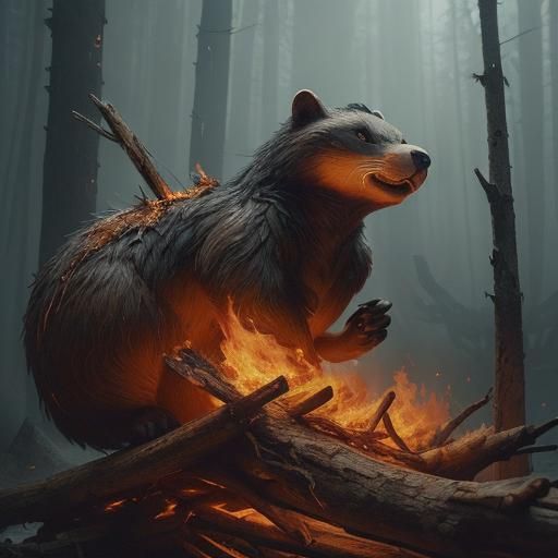 Fire Beaver - AI Generated Artwork - NightCafe Creator