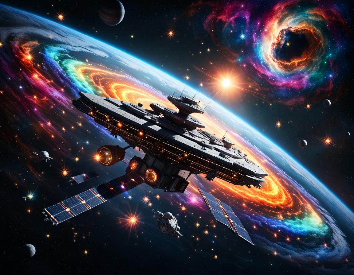 A spacecraft hurtling through the void of space, - AI Generated Artwork ...