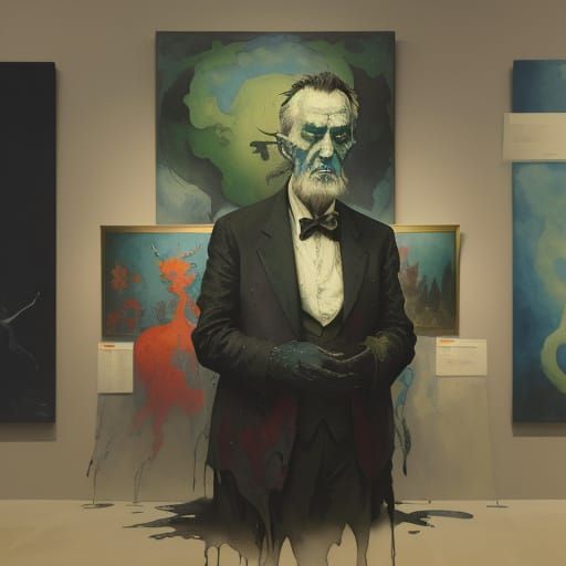 Surrealistic Robot in a Dark, Epic Impressionist M... - AI Art