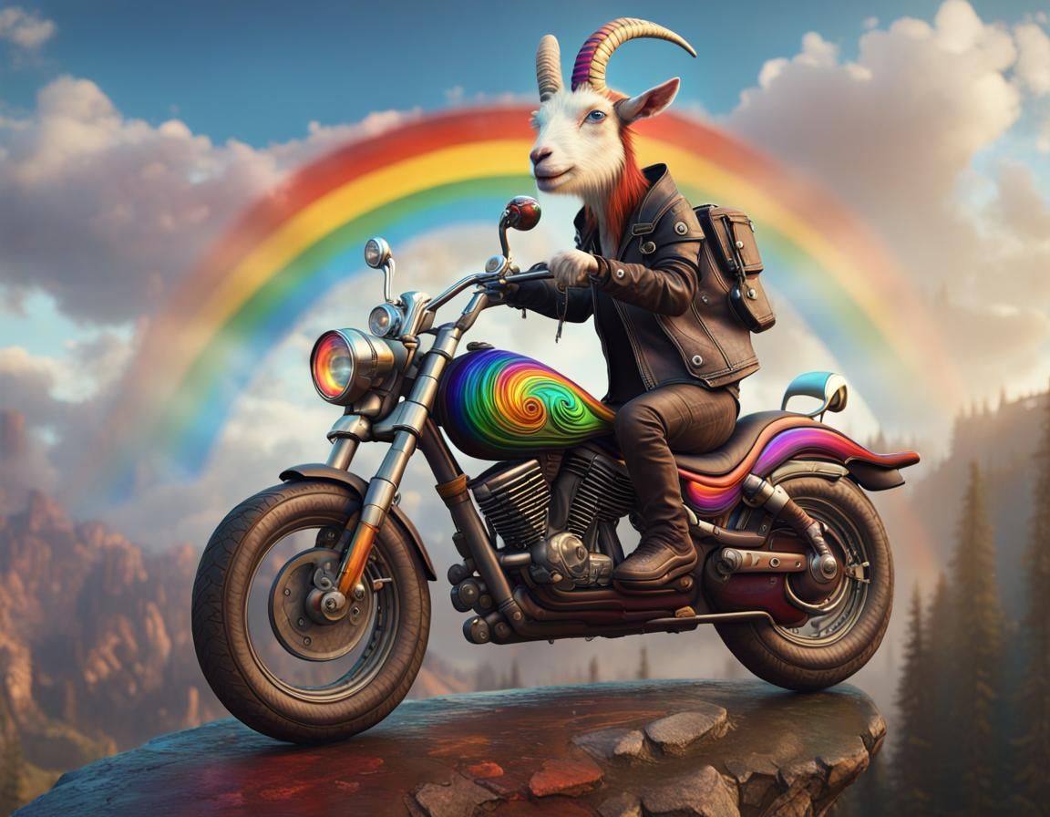 Biker Goat 240331 - AI Generated Artwork - NightCafe Creator