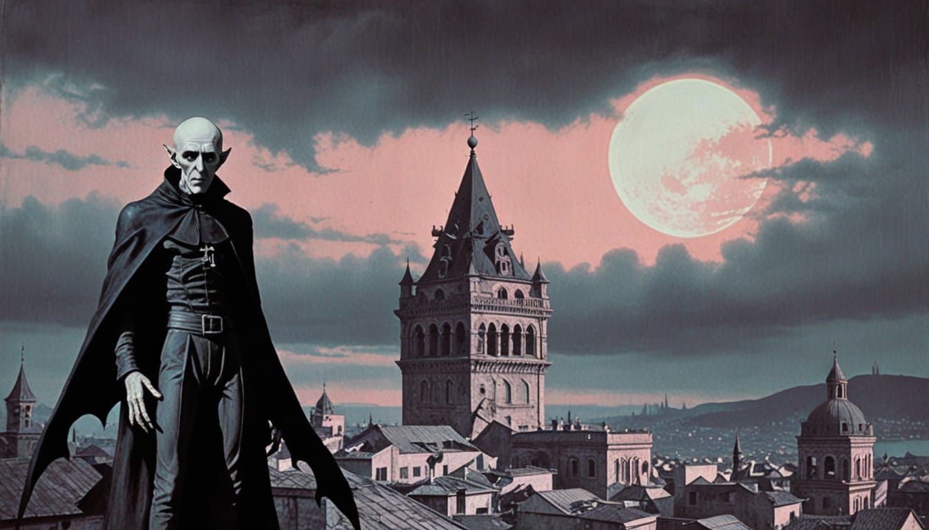 Nosferatu in gothic Constantinople, German Expressionist style.