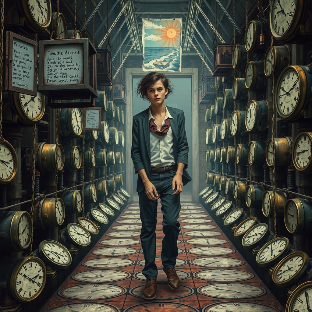 German Expressionist painting. a stooped figure of a young man with ...