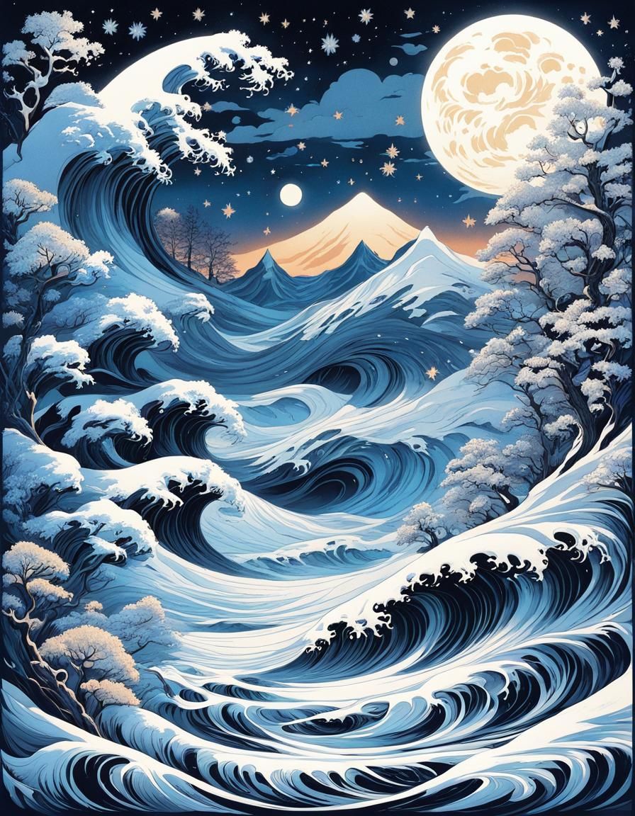 Moonlit Waves - AI Generated Artwork - NightCafe Creator