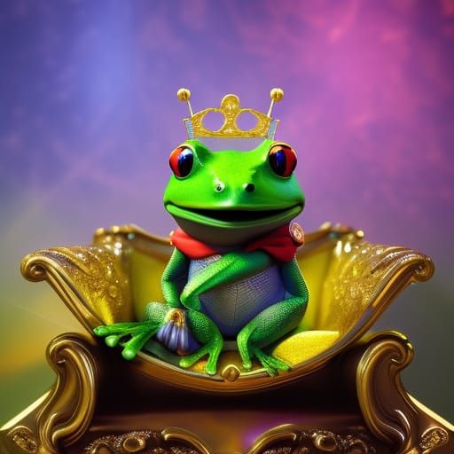 portrait hyperdetailled of a Frog Prince Sitting on a Throne Pixar ...
