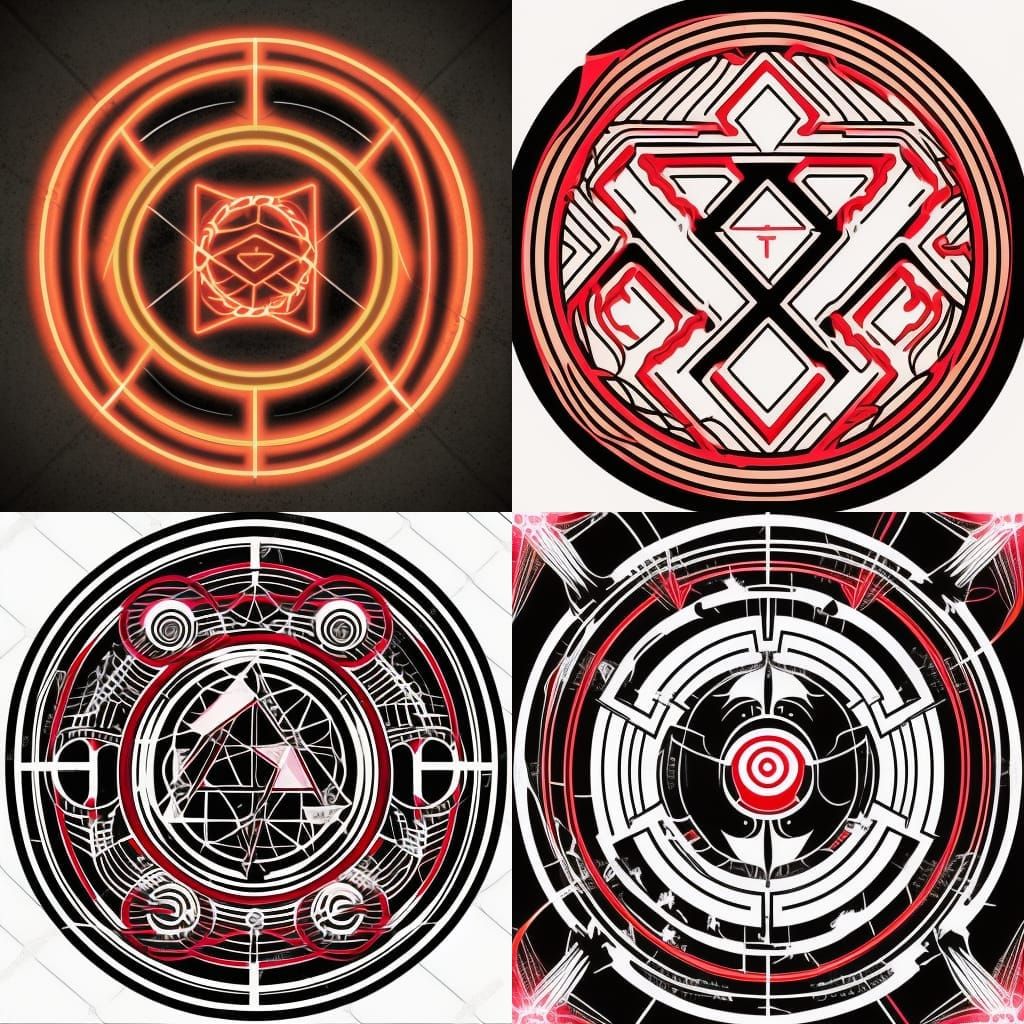 Red and black ouroboros symbol and a transmutation circle - AI Generated Artwork - NightCafe Creator