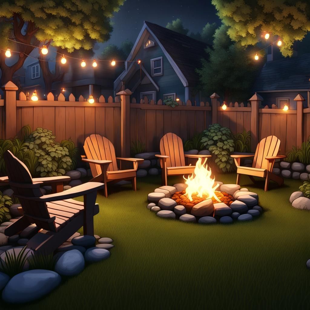 Backyard Fire Pit - AI Generated Artwork - NightCafe Creator