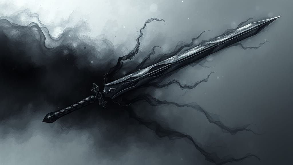 Ethereal Abyss Sword with Dark, Wavelike Energy Tr... - AI Art