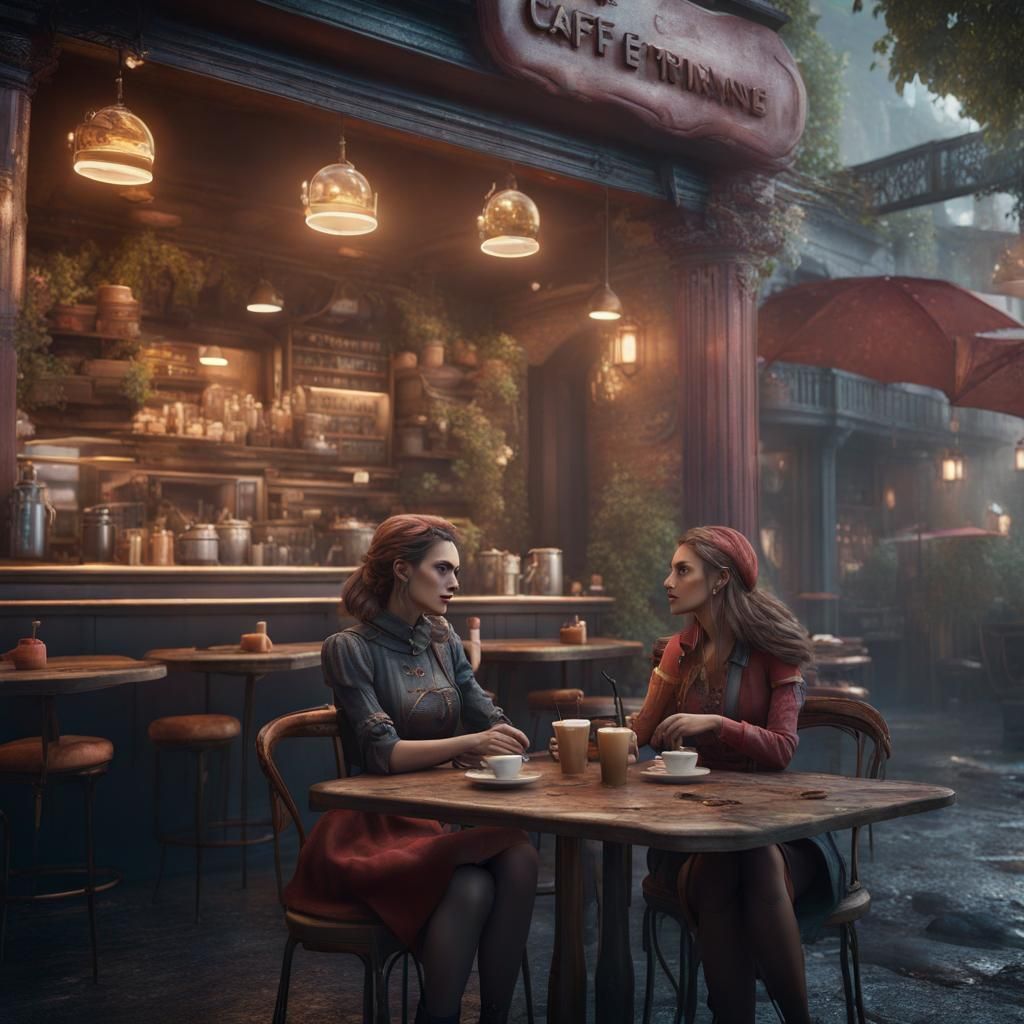 Two woman mountain sun - AI Generated Artwork - NightCafe Creator