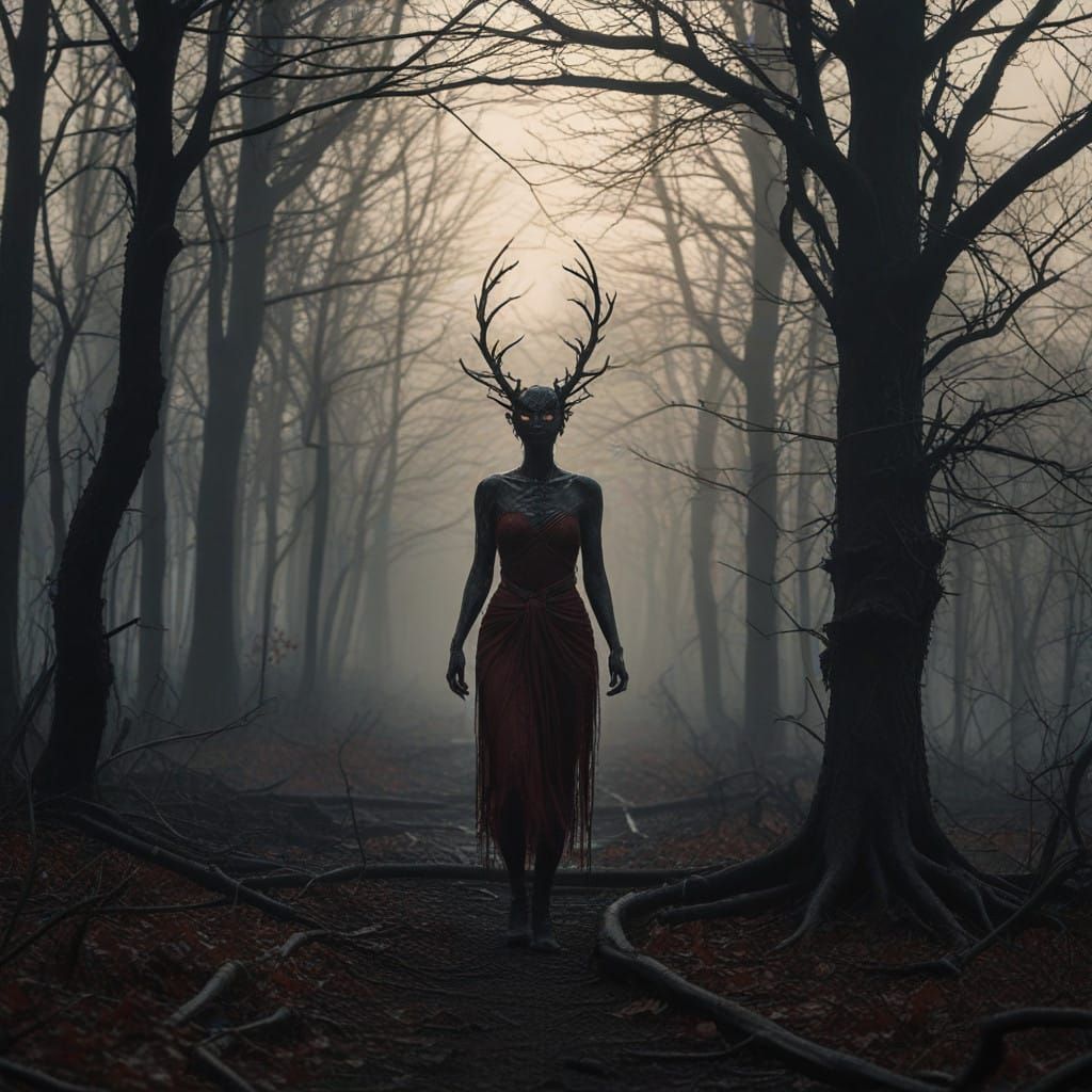 A twisted, iridescent fairy with chitinous skin and bulging, pulsing ...