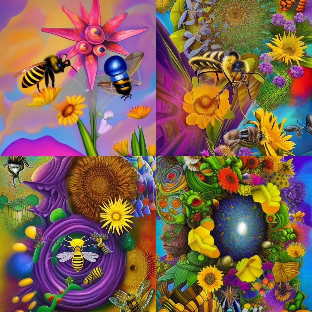 surrealism, an artwork that combines elements of the bee's natural ...