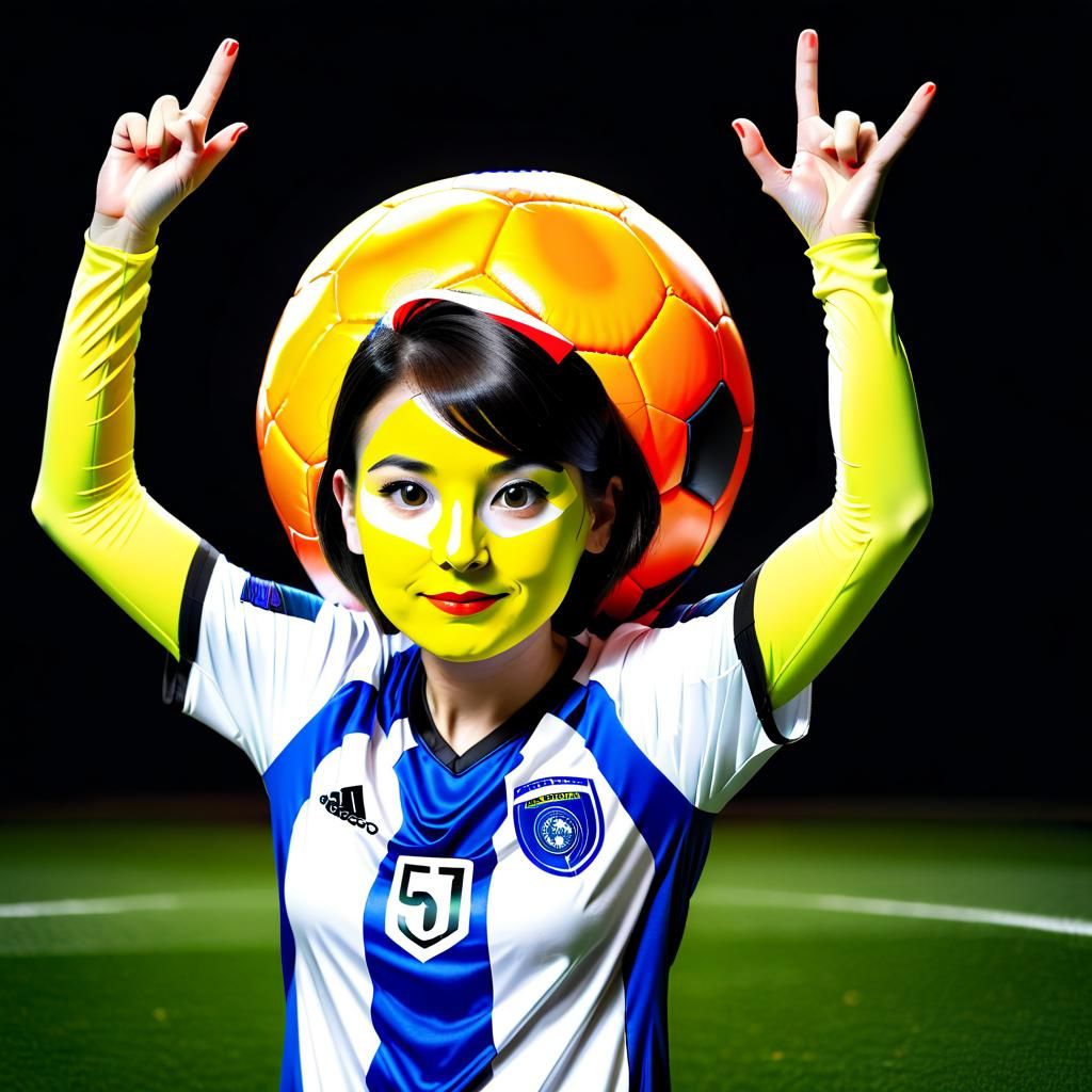 Woman with freaky AI fingers dressed up as a soccer-ball to catch the ...