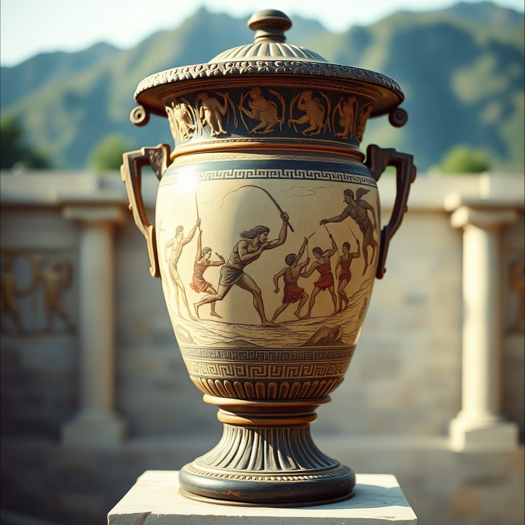 Epic Ancient Grecian Urn with Cinematic Olympic Sc... - AI Art