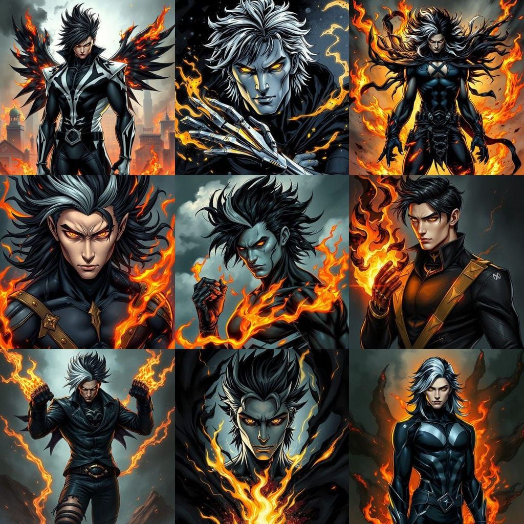 Vali Ravenclaw as a male X-Men Mutant Character With black and white ...