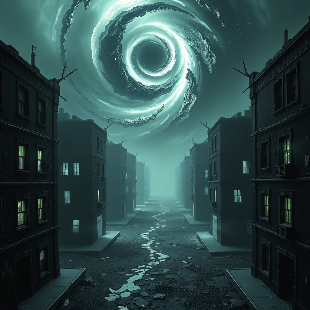 Eldritch Metropolis in Dark Basalt and Obsidian - AI Art