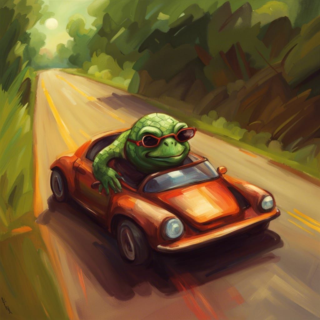 Turtle in a car - AI Generated Artwork - NightCafe Creator