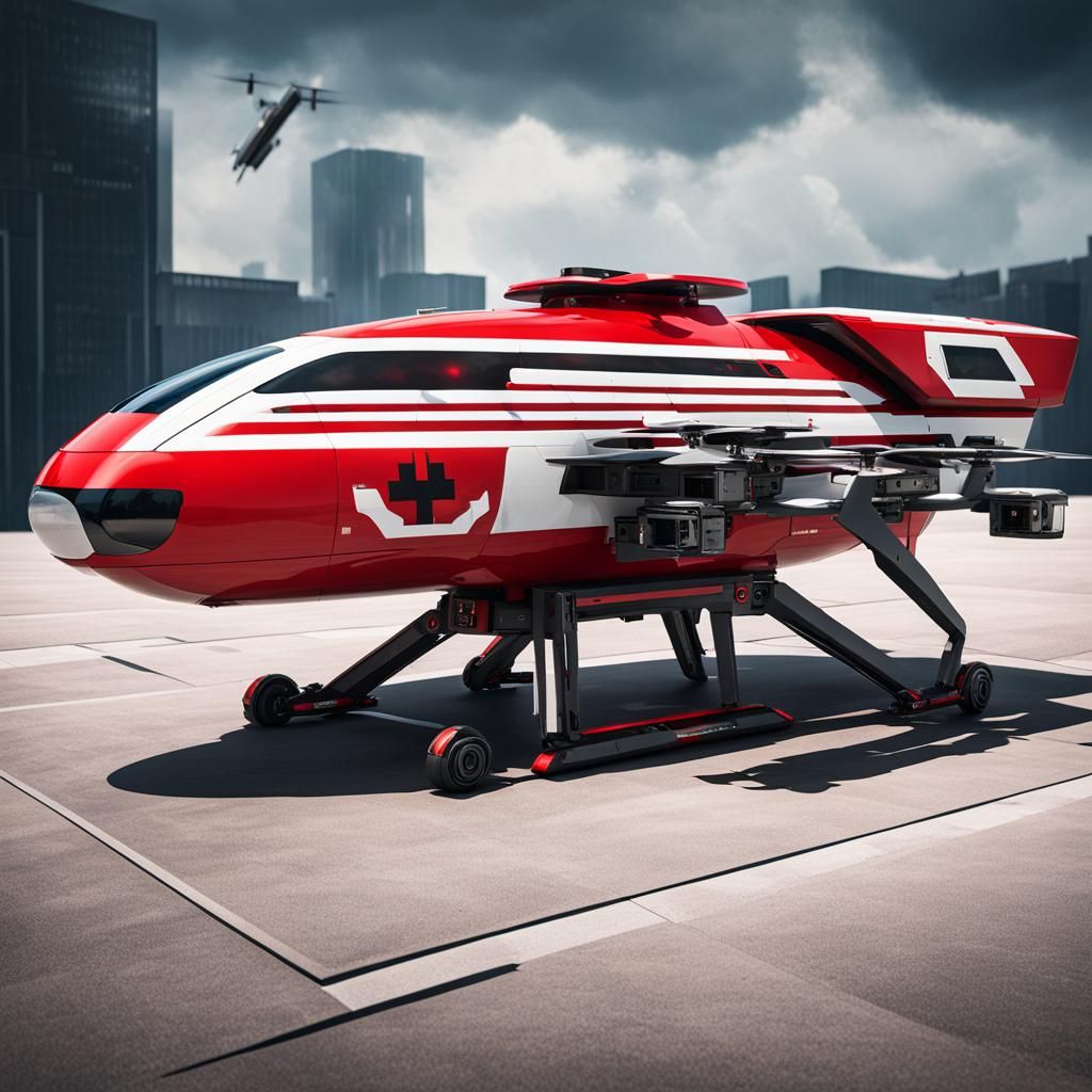 Cyberpunk: UAV MedEvac Drone v2 - AI Generated Artwork - NightCafe Creator