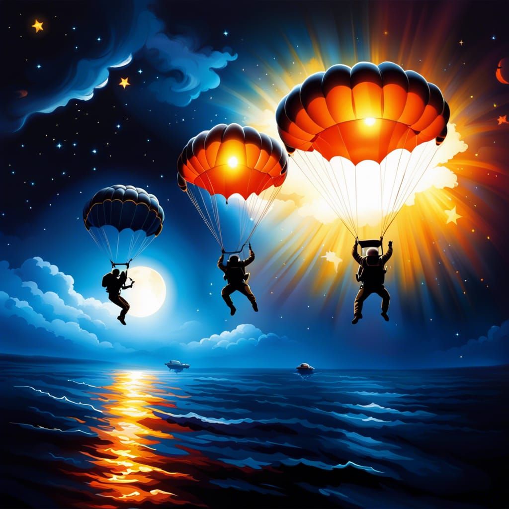 Skydiving Over Ocean 3 - AI Generated Artwork - NightCafe Creator