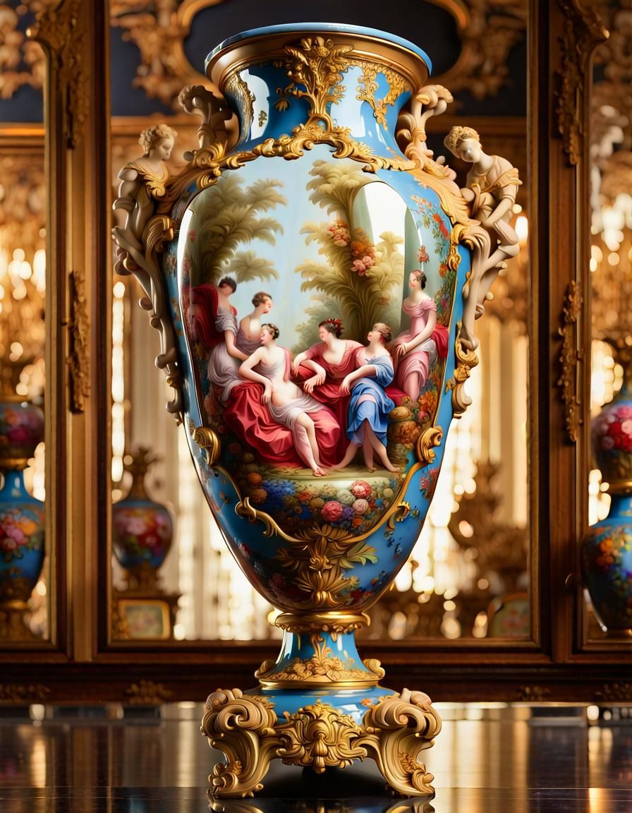 Baroque porcelain vase - AI Generated Artwork - NightCafe Creator