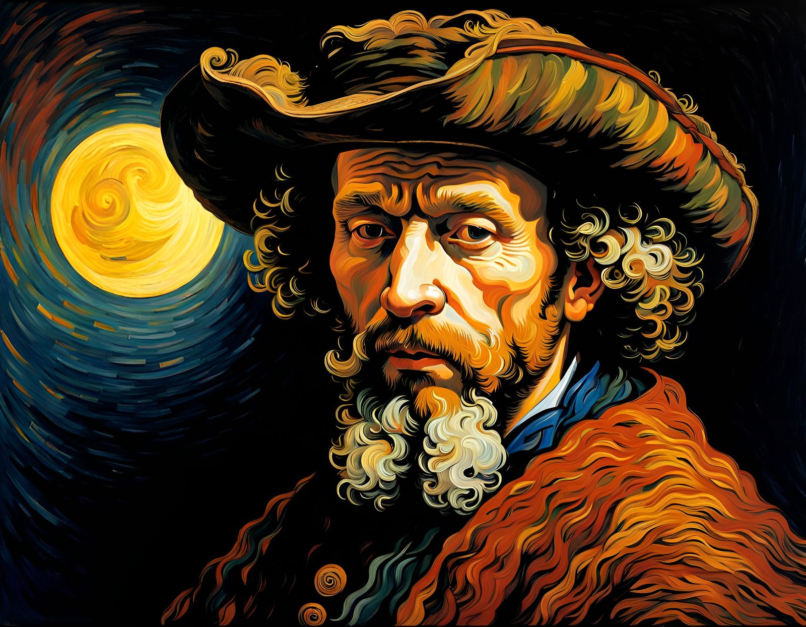 Moonlit Portrait of Rembrandt van Rijn painted by Vincent Van Gogh ...