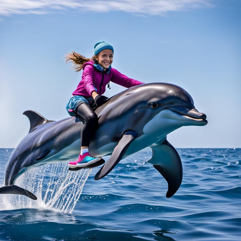 Dolphin rider - AI Generated Artwork - NightCafe Creator