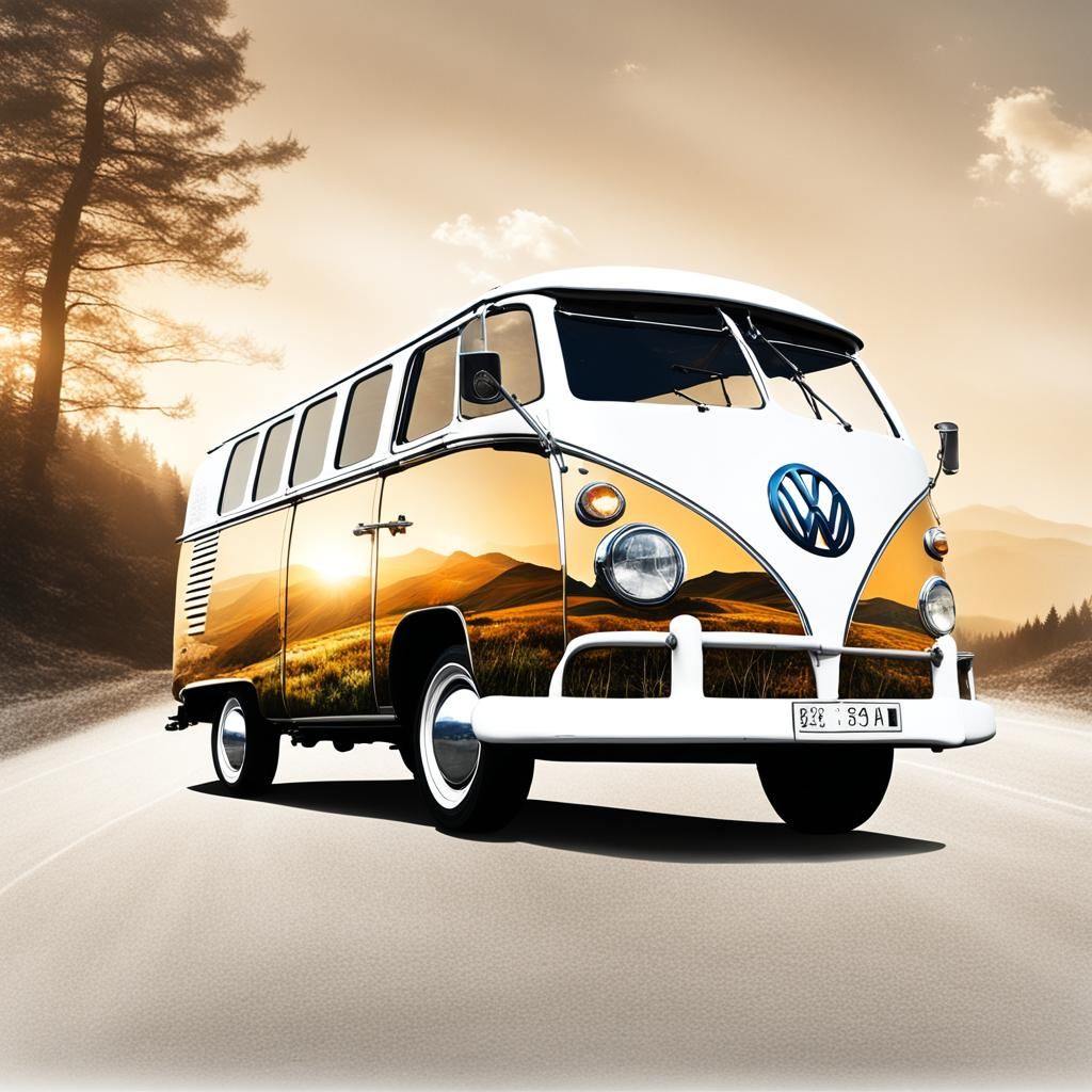 Road trip with a VW-bus #3 - AI Generated Artwork - NightCafe Creator