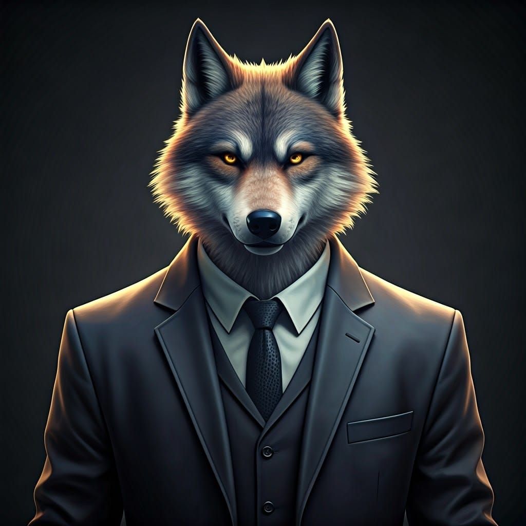 Secret Agent Mr. Wolf in Cyberpunk Style - AI Art
