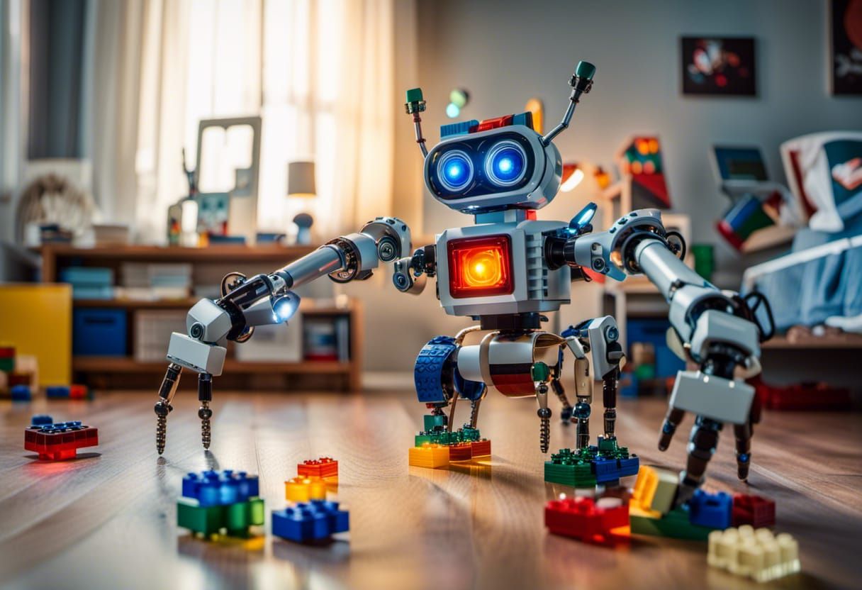 Household robot collecting dangerous LEGO foot-traps from the children ...