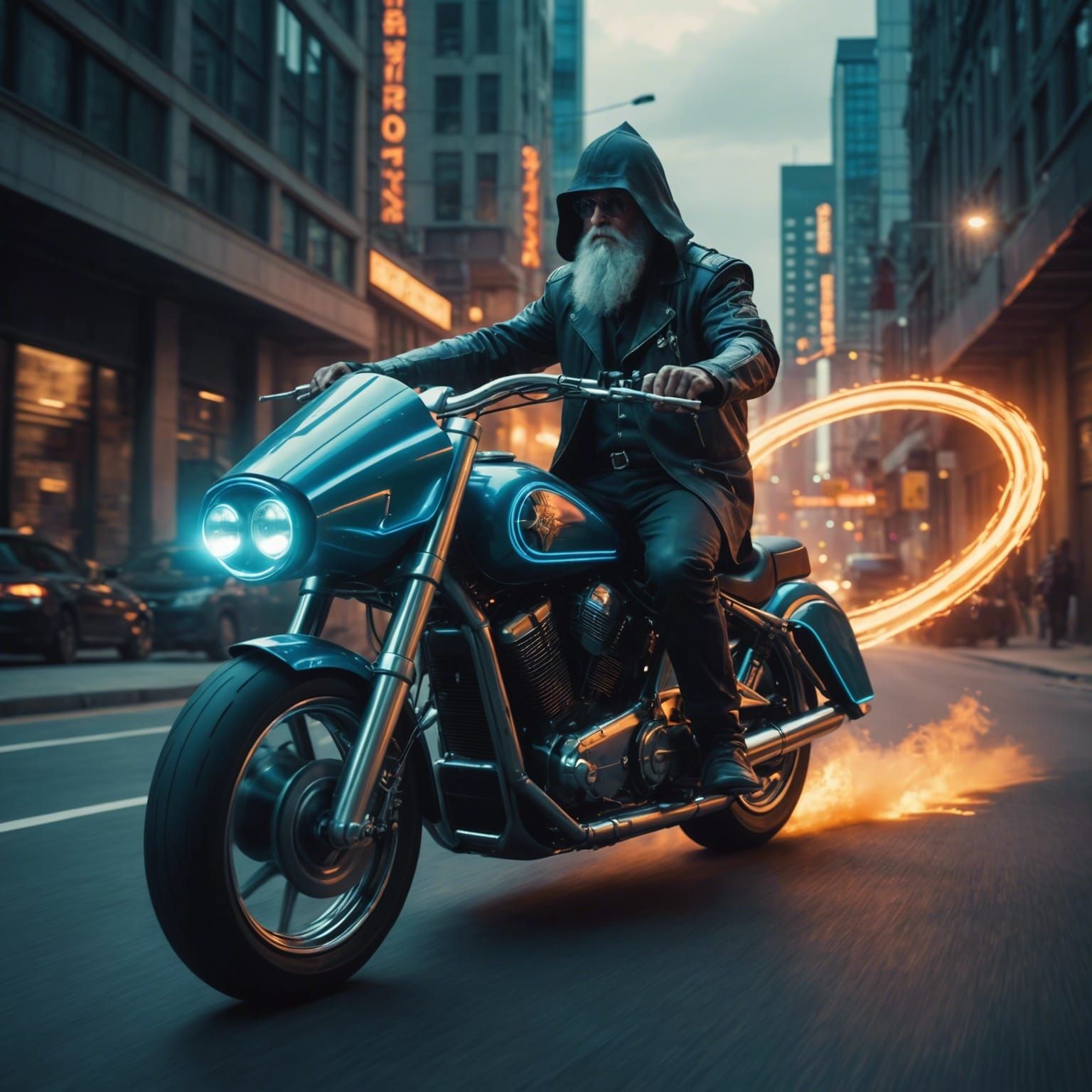 Wizard on a Motorbike - AI Generated Artwork - NightCafe Creator
