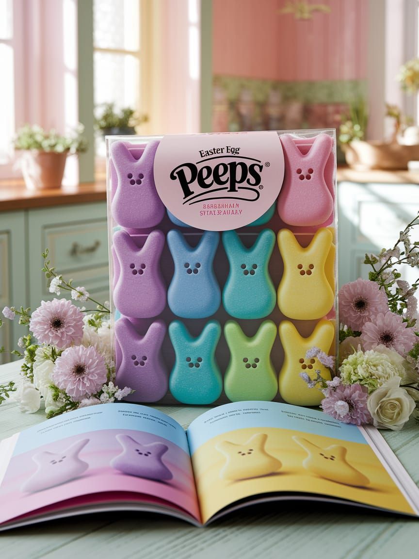 Easter Egg Flavored Peeps - Springtime Peeps Display in a Wh...