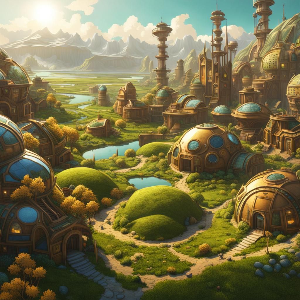solarpunk village - AI Generated Artwork - NightCafe Creator