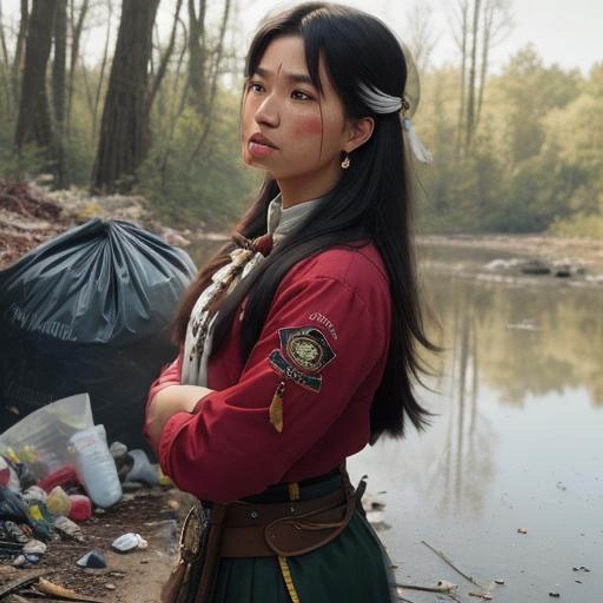 Cherokee American female in traditional Cherokee clothing crying ...