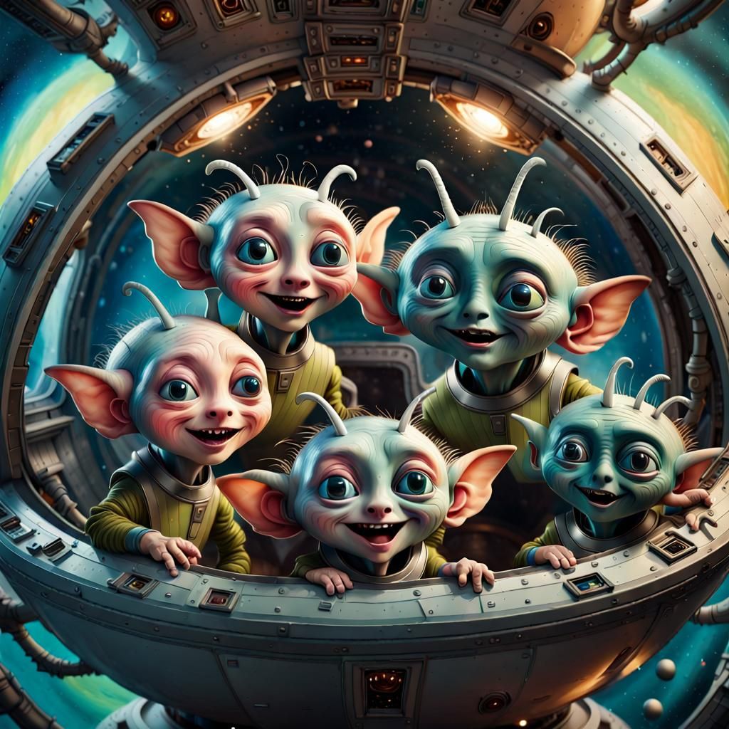 Happy alien family off for a little space ride : r/nightcafe