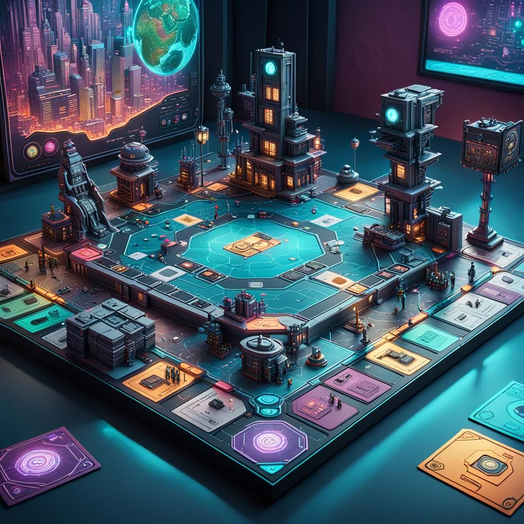 cyberpunk Manopoly board game - AI Generated Artwork - NightCafe Creator