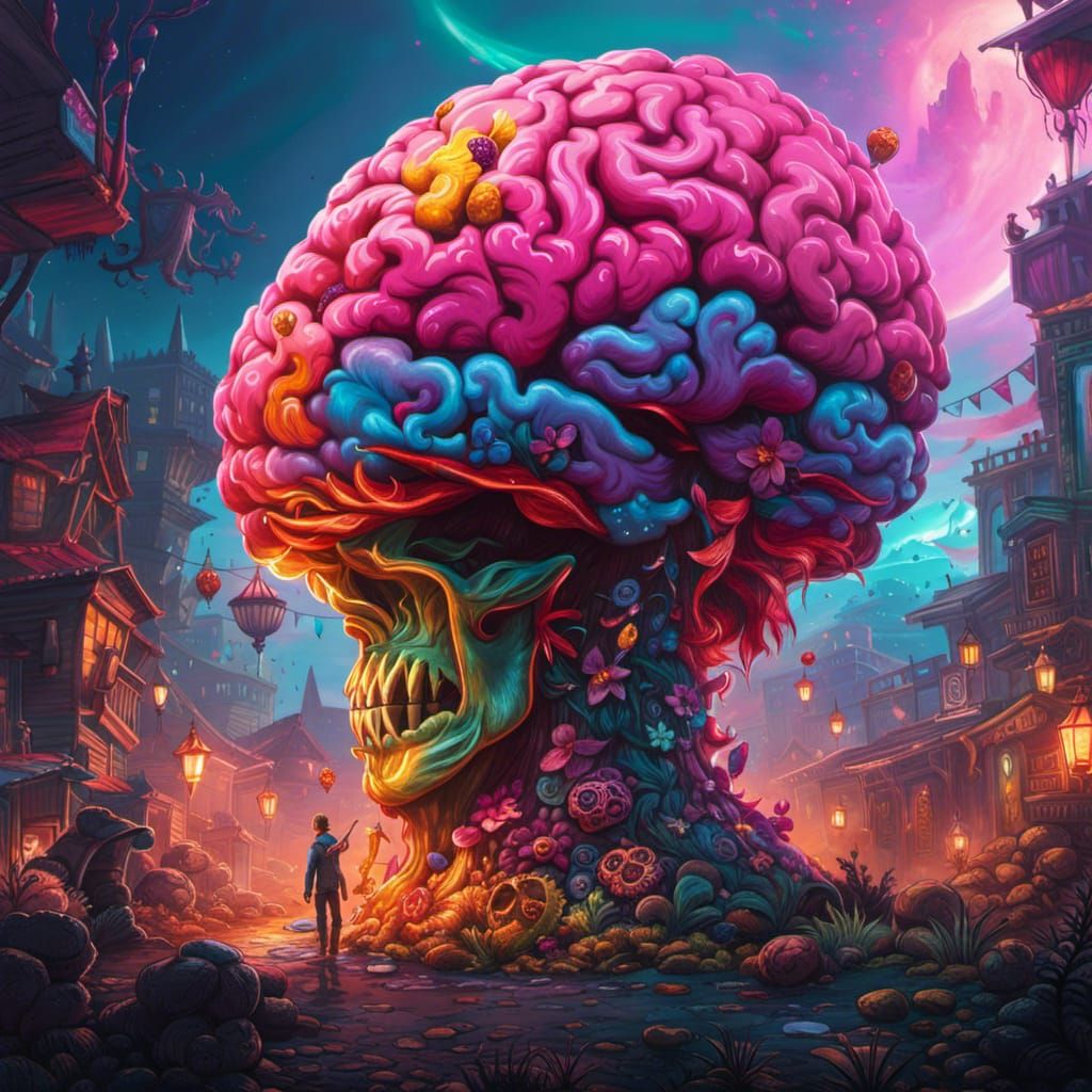 Isolated Hedonism ; grotesque human brain. Nightmare, unreal engine ...